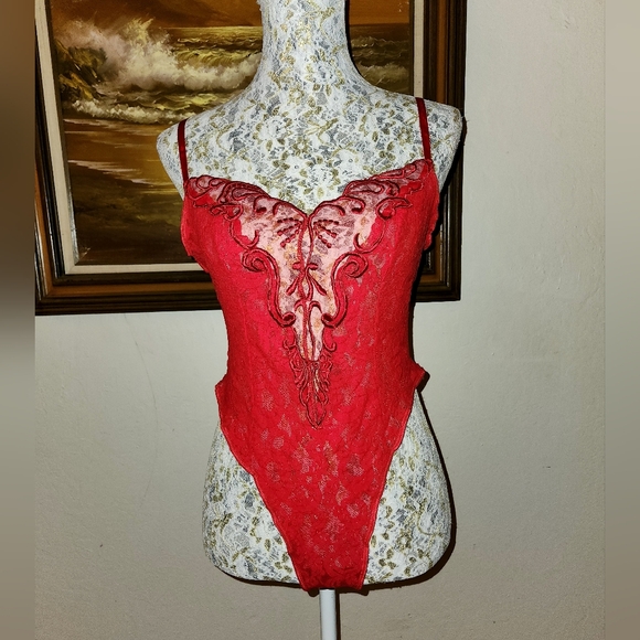 delicates | Intimates & Sleepwear | Vintage 98s Red Lace Teddy Onepiece ...
